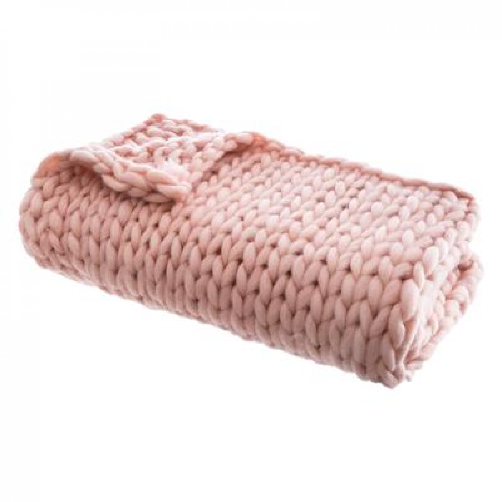 Plaid en maille rose